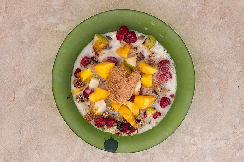bircher muesli w mango & berries recipe | Jessica Cox